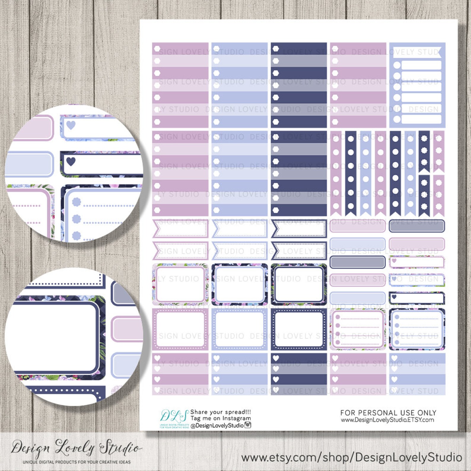 Happy Planner PRINTABLE Stickers, Purple Floral Planner Stickers, Happy ...