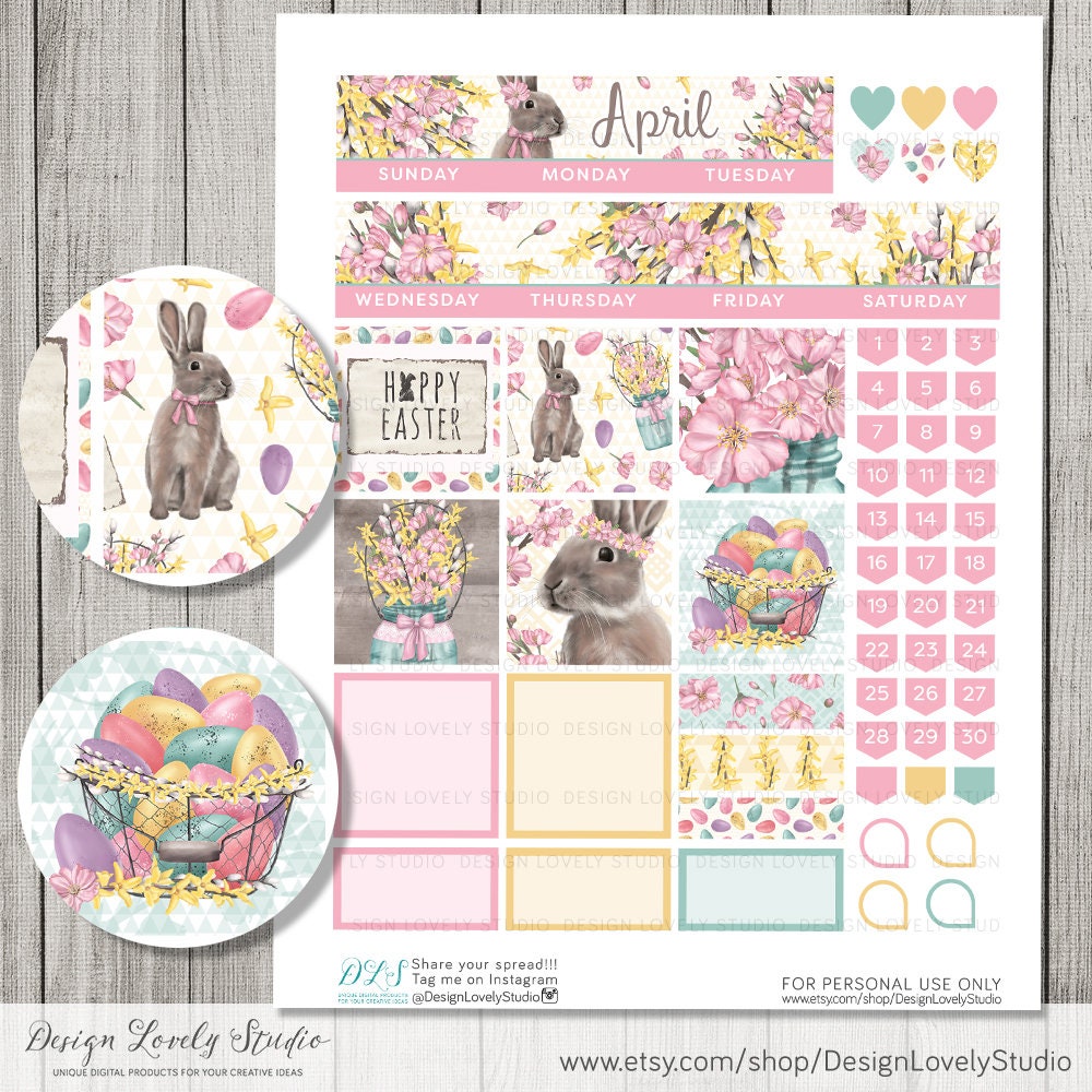 APRIL Monthly Planner Stickers Big Happy Planner April - Etsy