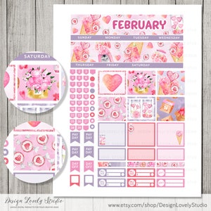 Printable FEBRUARY Planner Stickers, February Monthly Stickers Kit, for ...