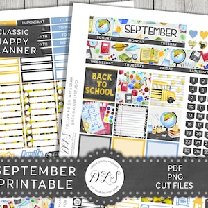 PRINTABLE Back to School Planner Stickers, Happy Planner September ...