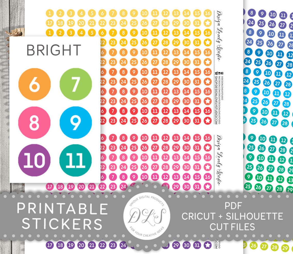 Printable Date Dot Planner Stickers Date Dot Stickers Date - Etsy