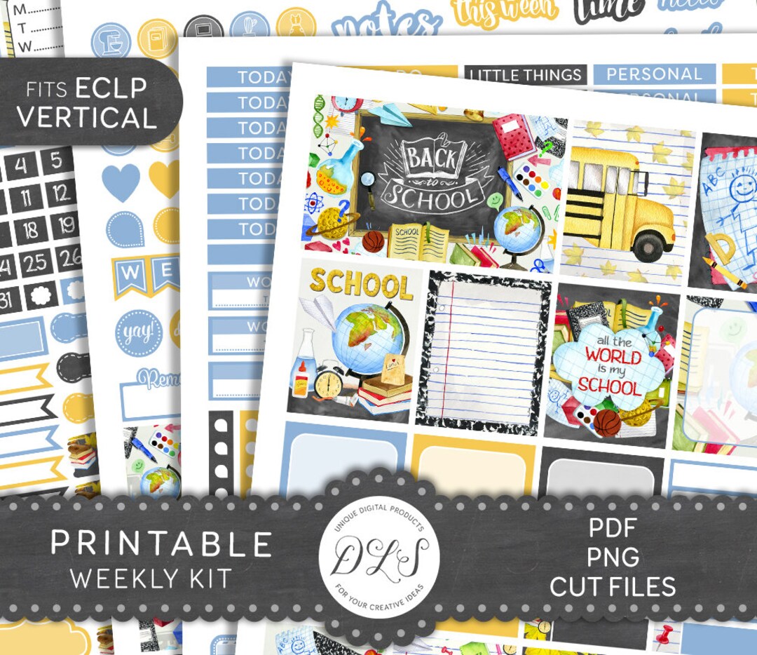 BACK TO SCHOOL Planner Stickers, Printable Back to School Stickers Kit ...