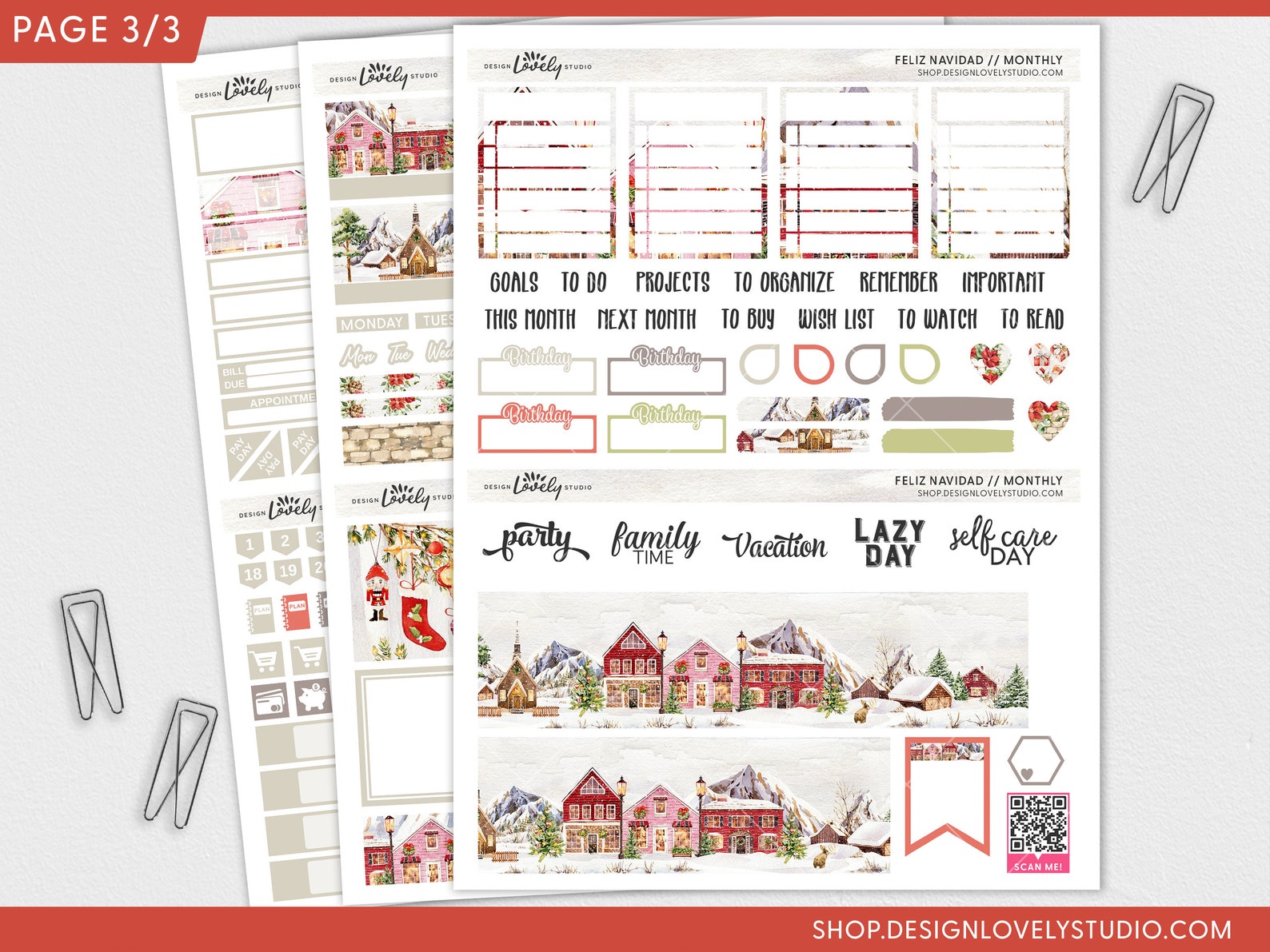 December Planner Stickers, Happy Planner Monthly Sticker Kit, Christmas ...