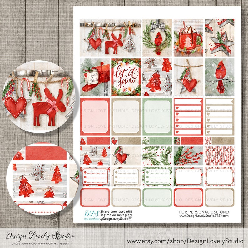 Printable CHRISTMAS Planner Stickers Kit for Erin Condren - Etsy