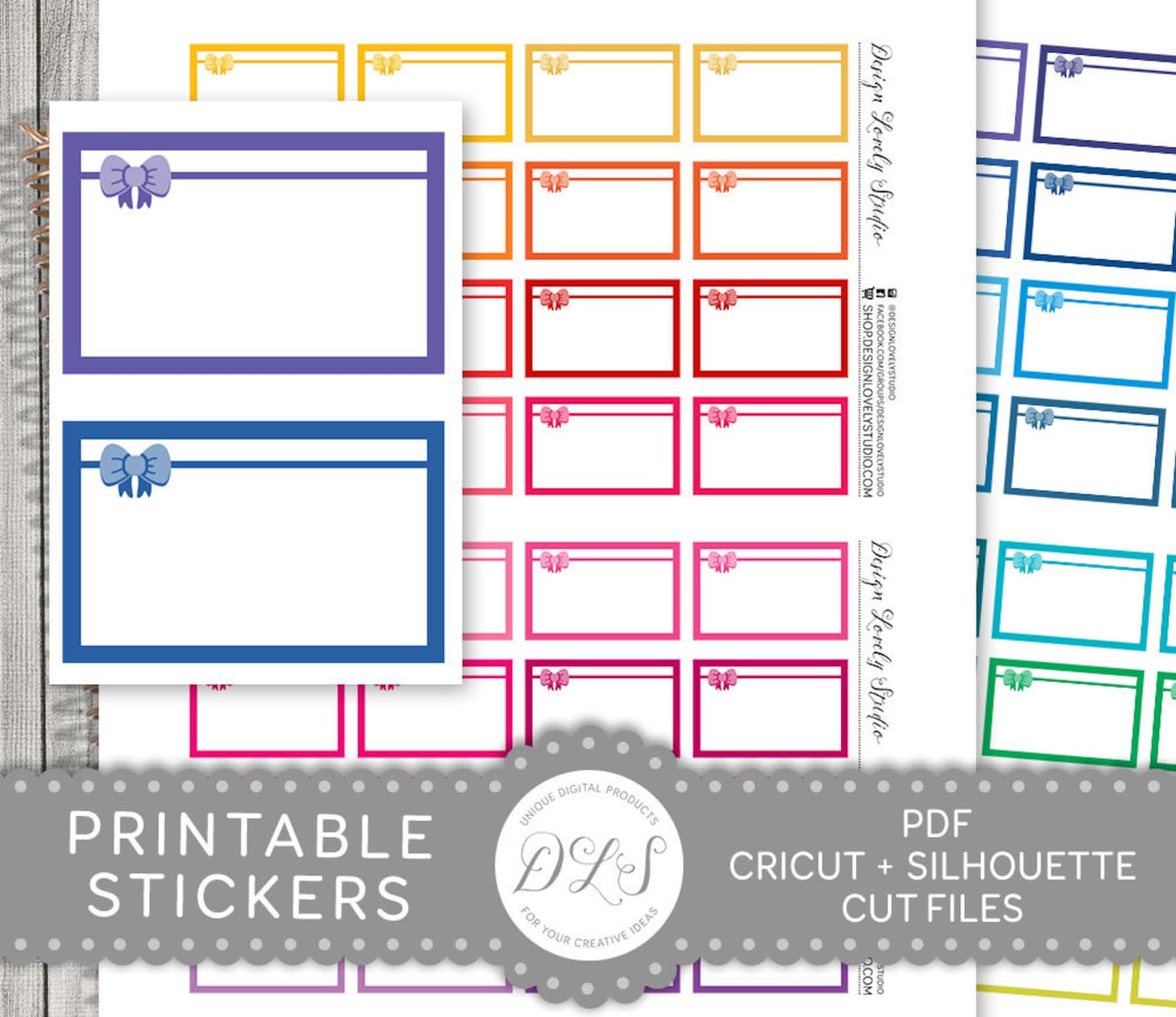Printable Bow Half Boxes Multicolor Half Boxes Printable - Etsy