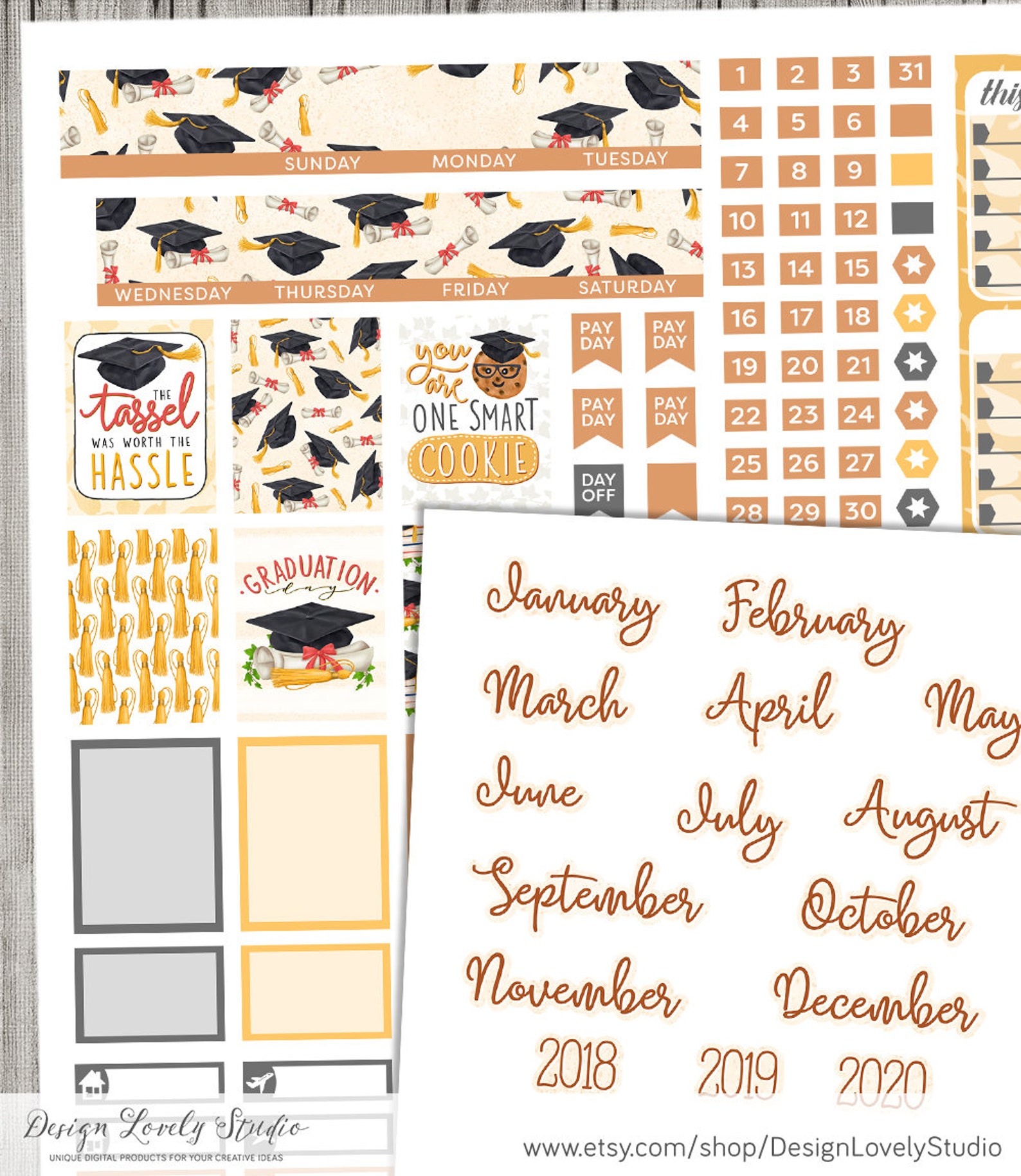 Graduation Planner Stickers Graduation Monthly Stickers Mini - Etsy