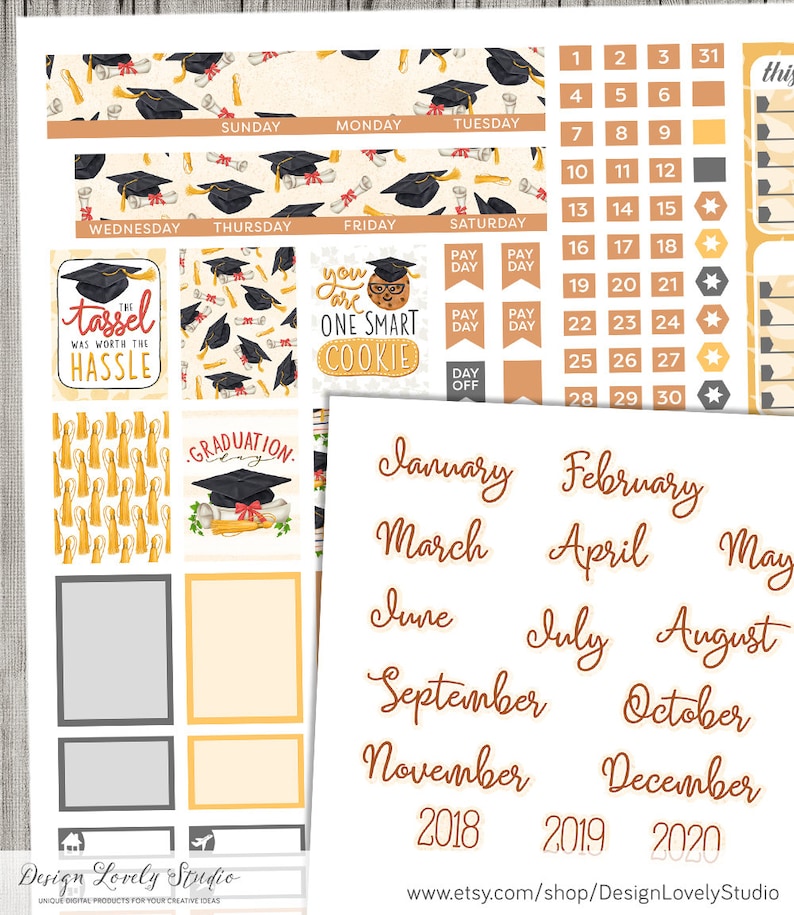 Graduation Planner Stickers Graduation Monthly Stickers Mini - Etsy