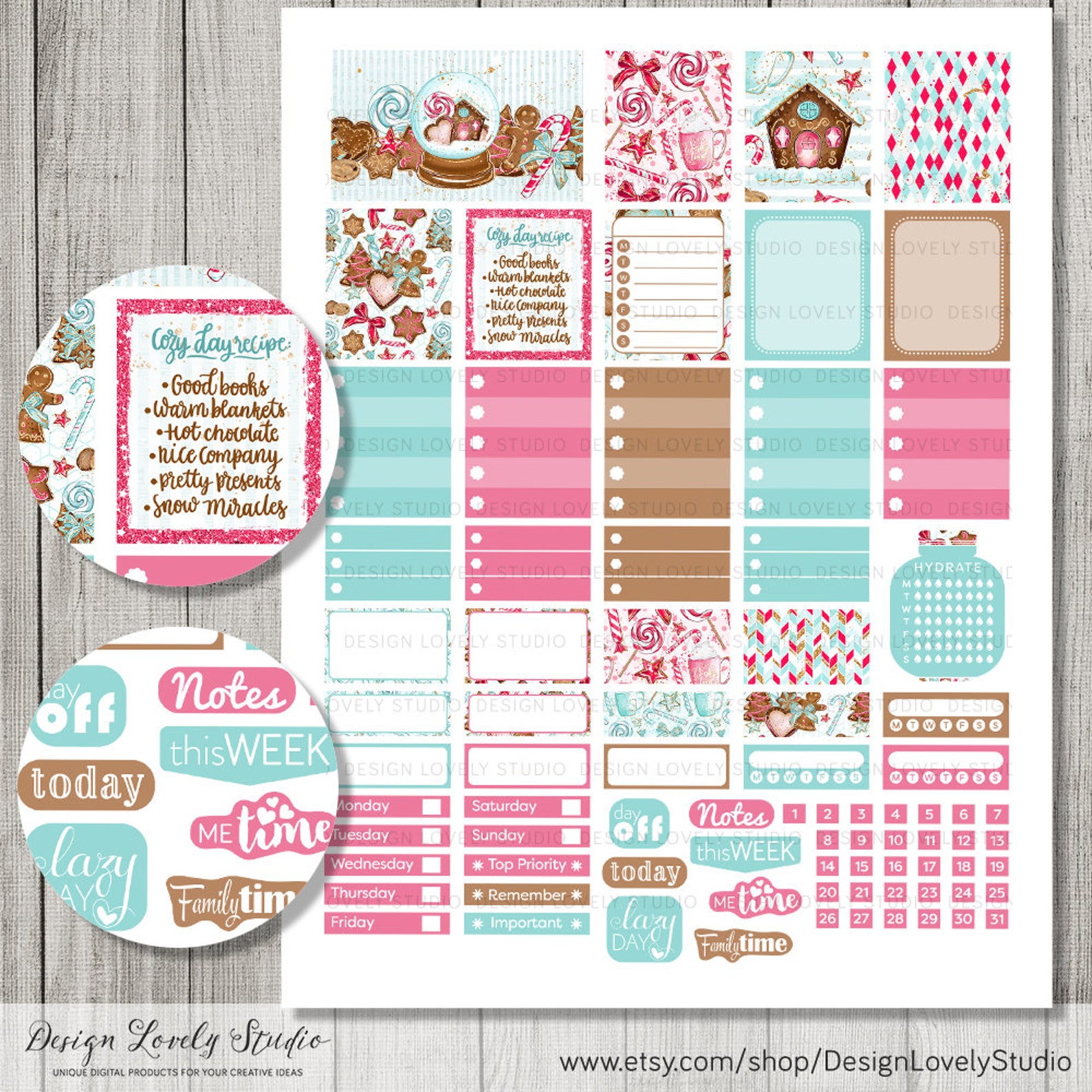 Printable CHRISTMAS Planner Stickers Kit Mini Happy Planner - Etsy