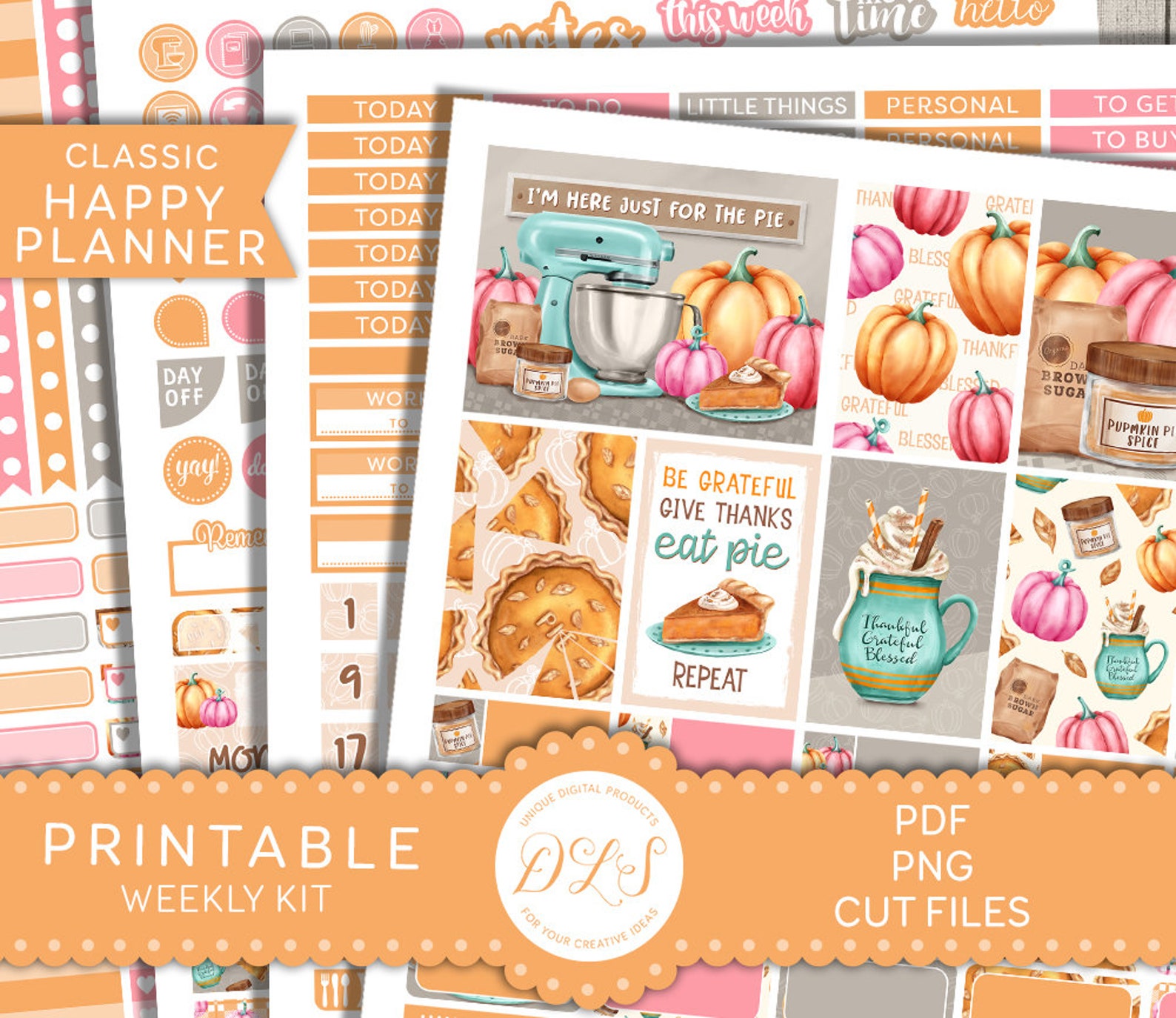 Printable THANKSGIVING Planner Stickers Kit Happy Planner - Etsy