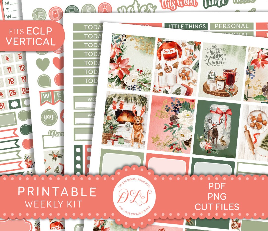 Printable CHRISTMAS Planner Stickers, Vertical Stickers, Holiday ...