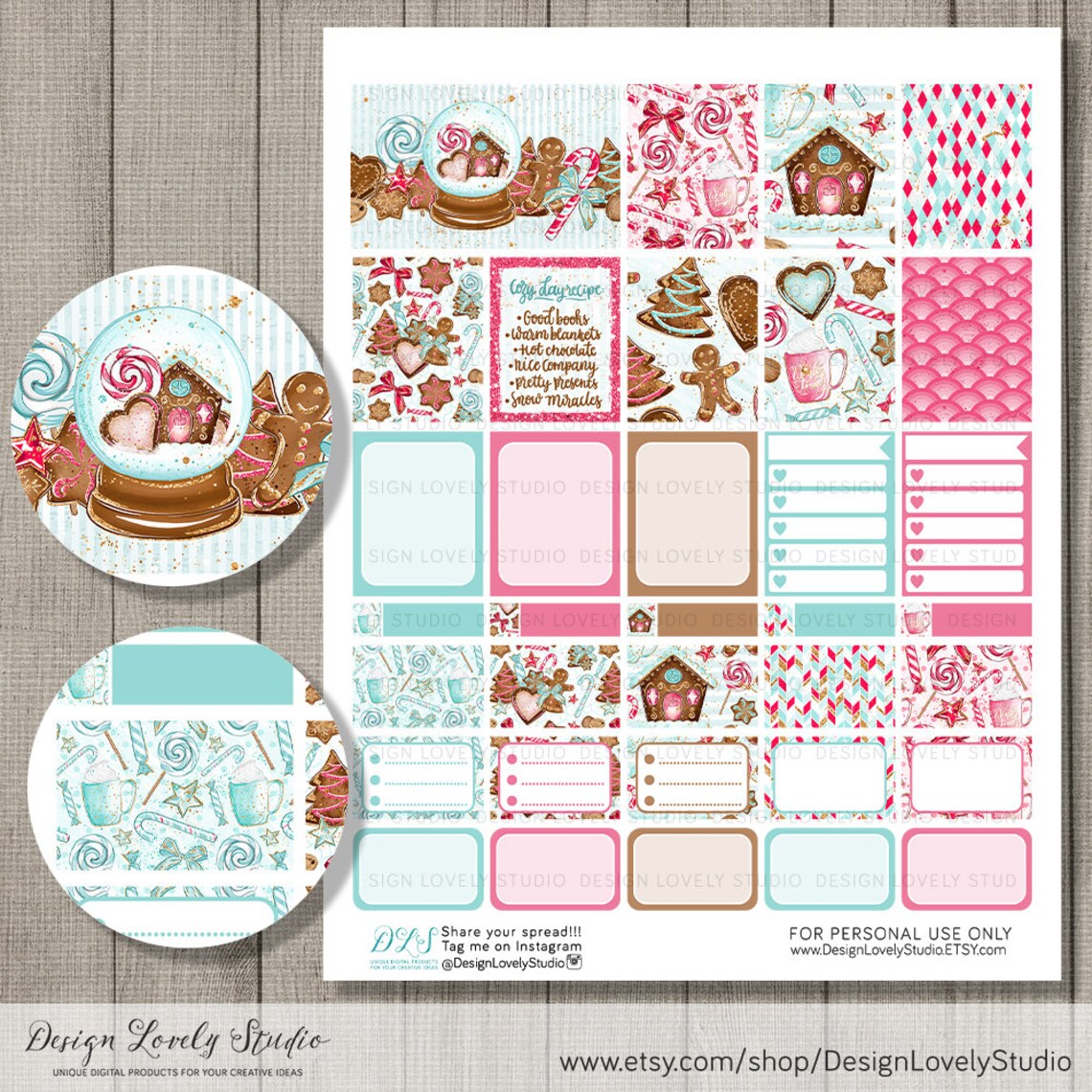 Printable CHRISTMAS Planner Stickers Kit, for Erin Condren Vertical ...