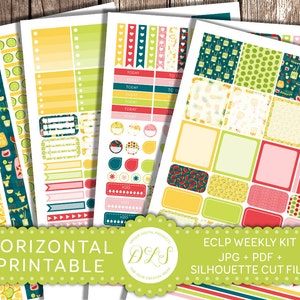 HORIZONTAL Summer Planner Printable Bright Stickers Weekly Set ...