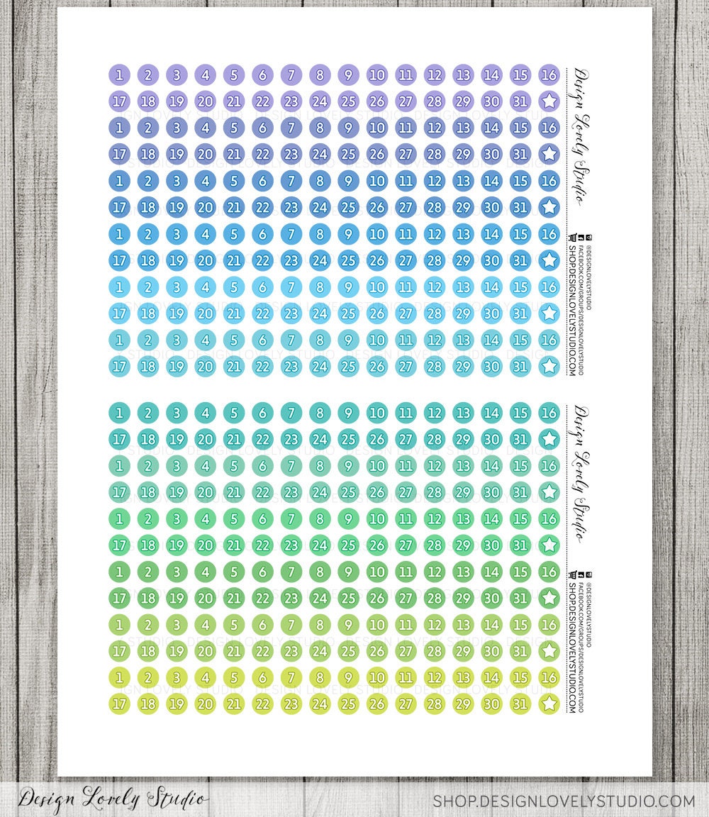 Printable Date Dot Planner Stickers Pastel Date Dot Stickers - Etsy