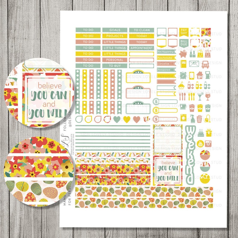 Easter Mini Happy Planner, Easter Weekly Kit, Mambi Easter Stickers ...