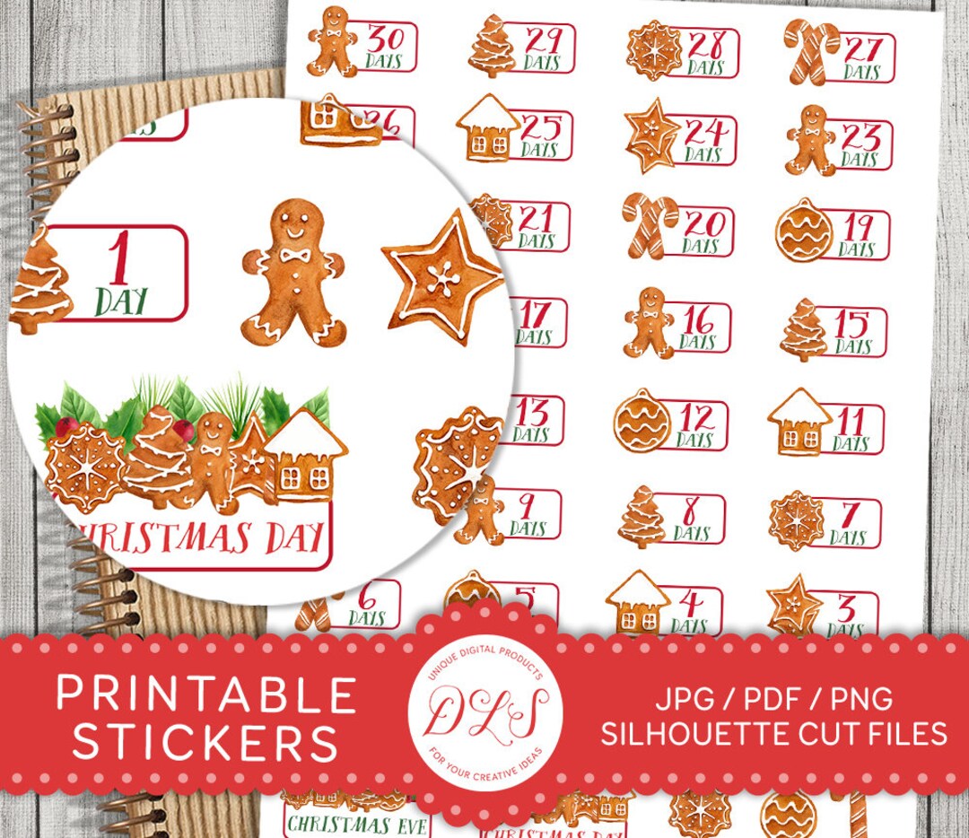 Christmas Countdown Planner Stickers, Printable Christmas Coundown ...