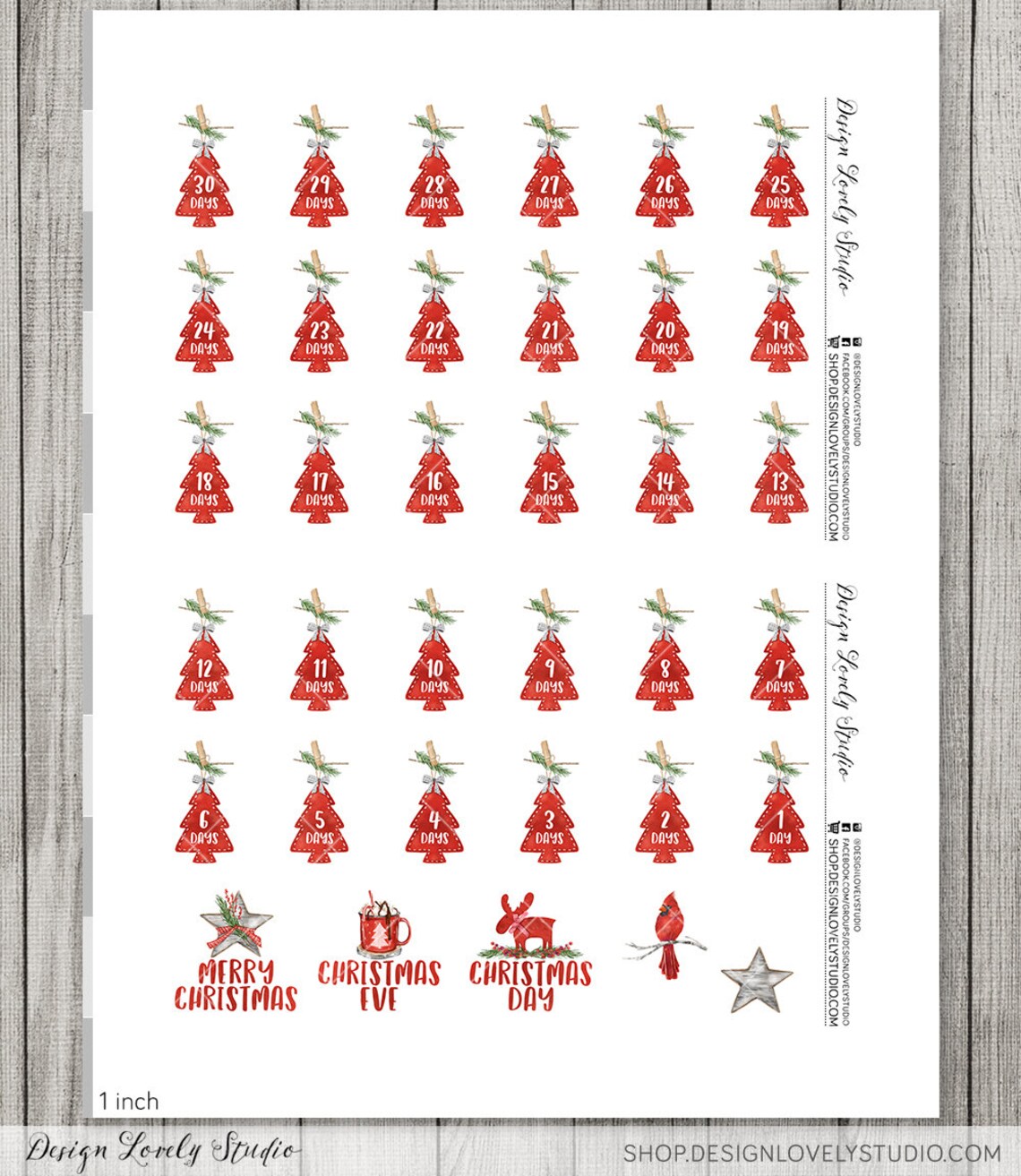 CHRISTMAS COUNTDOWN Planner Stickers Christmas Scrapbook | Etsy