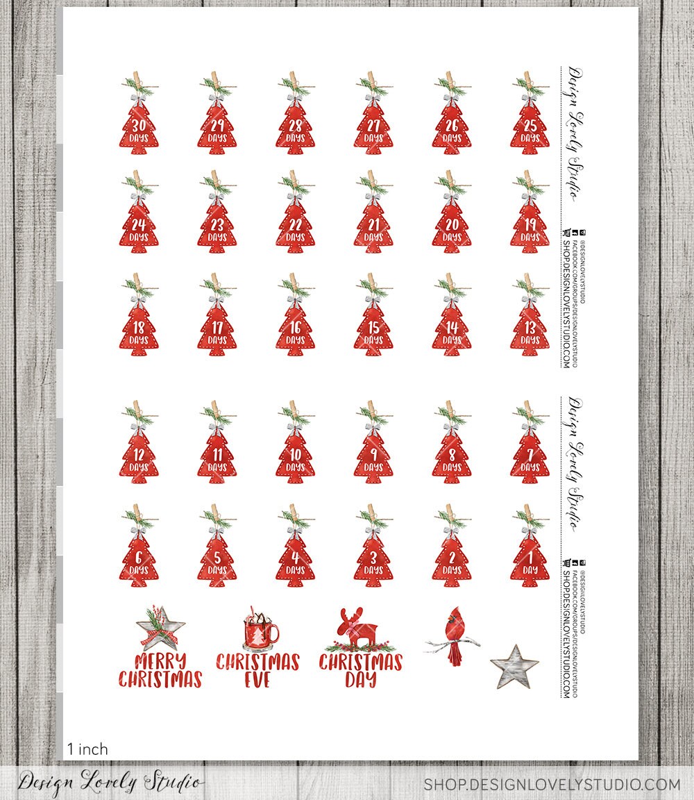 CHRISTMAS COUNTDOWN Planner Stickers Christmas Scrapbook | Etsy