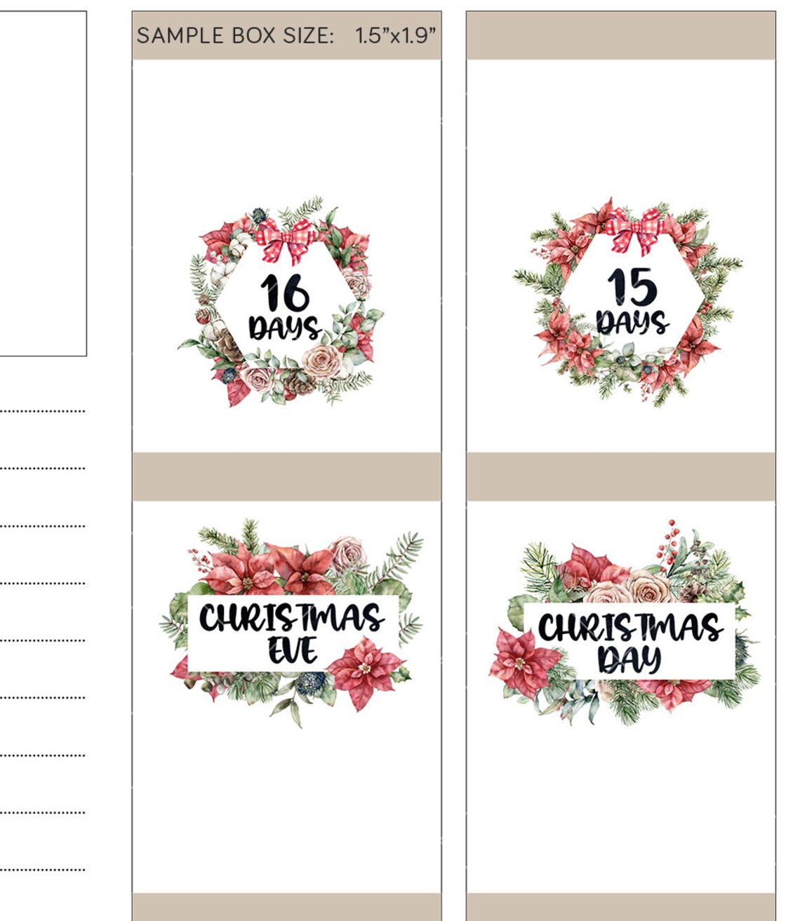 Printable CHRISTMAS COUNTDOWN Planner Stickers, Christmas Scrapbook ...