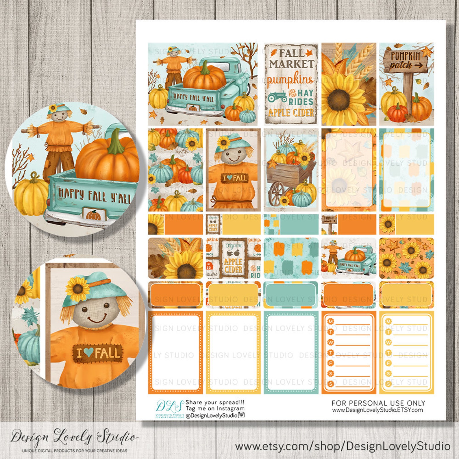 Printable Happy Planner Fall Stickers Kit, Halloween Planner Stickers ...