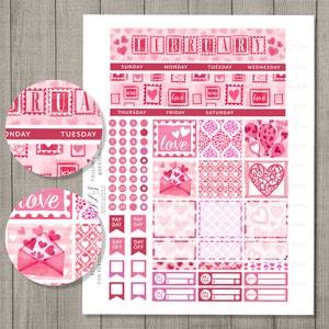 February Monthly Kit, February Planner Stickers, Printable Planner ...
