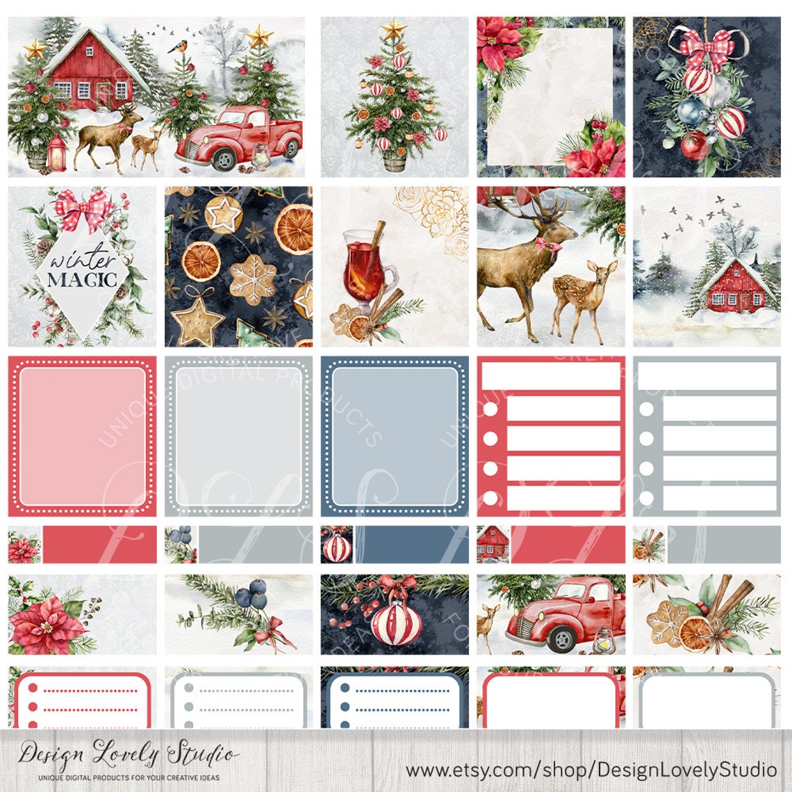 CHRISTMAS Planner Printable Stickers Holiday Planner | Etsy