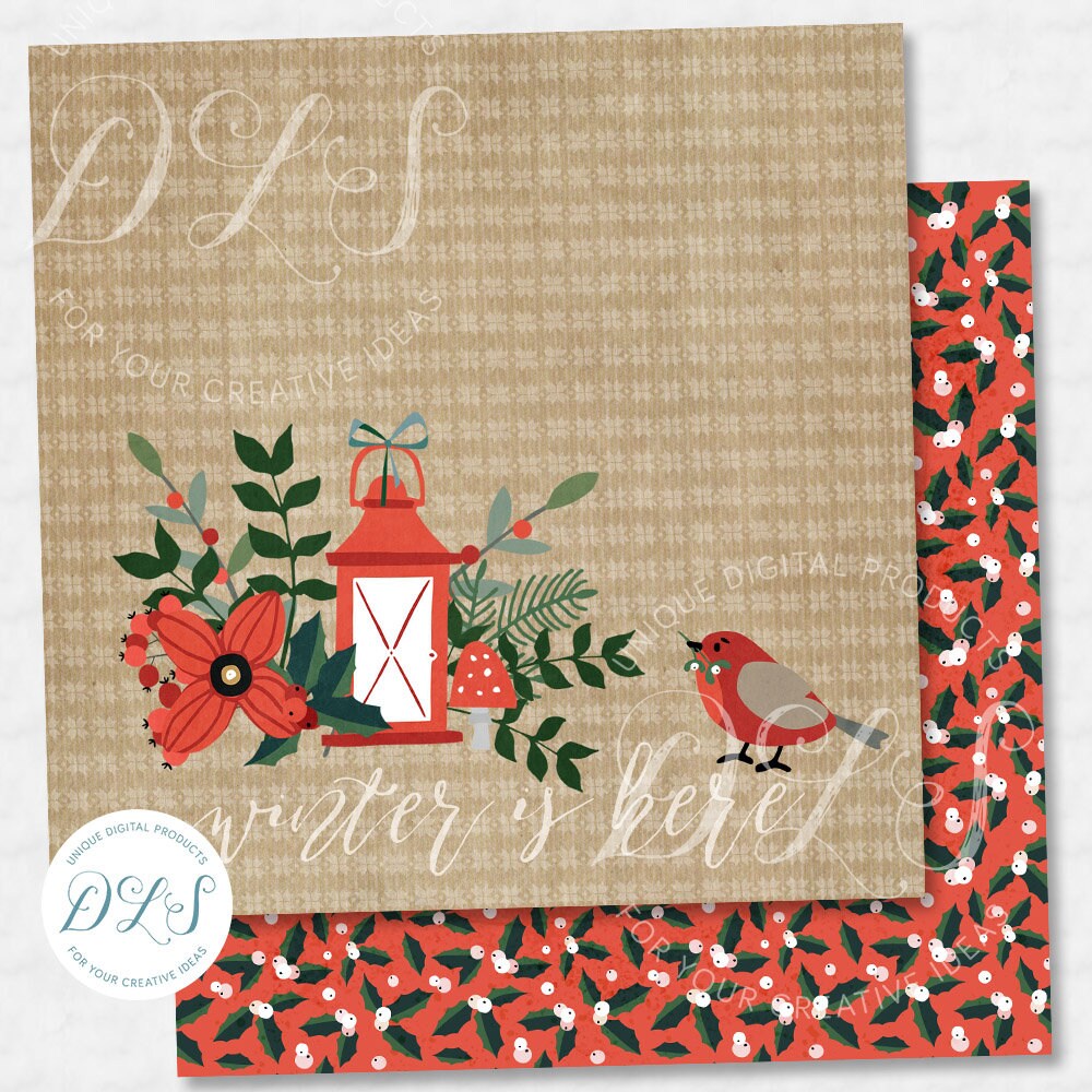 Winter Digital Paper Winter Digital Backdrop Christmas - Etsy