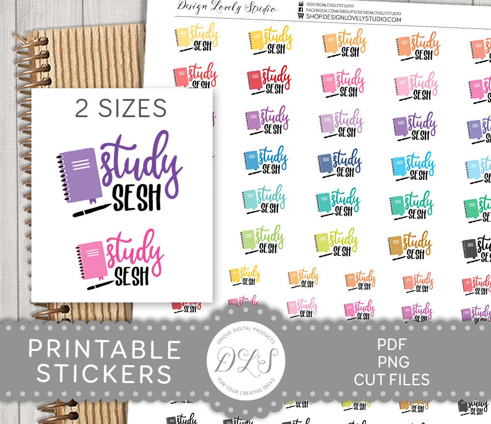 STUDY SESH Printable Planner Stickers Study Sesh Script - Etsy