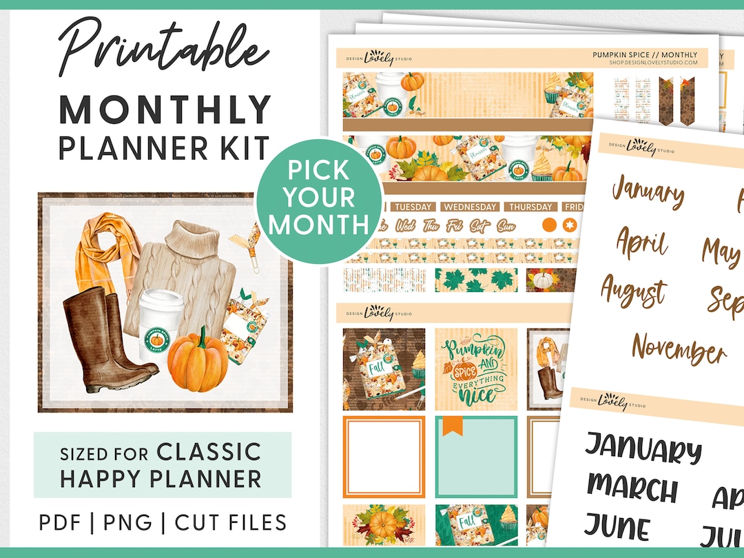 Happy Planner Printable Stickers, Happy Planner Monthly Sticker Kit ...