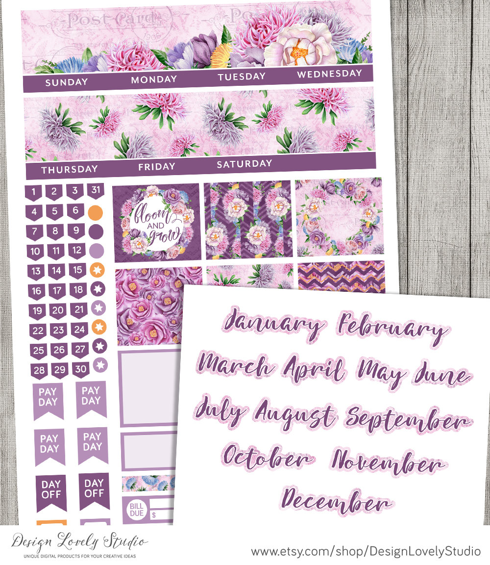 Printable Monthly Planner Stickers Monthly Stickers | Etsy