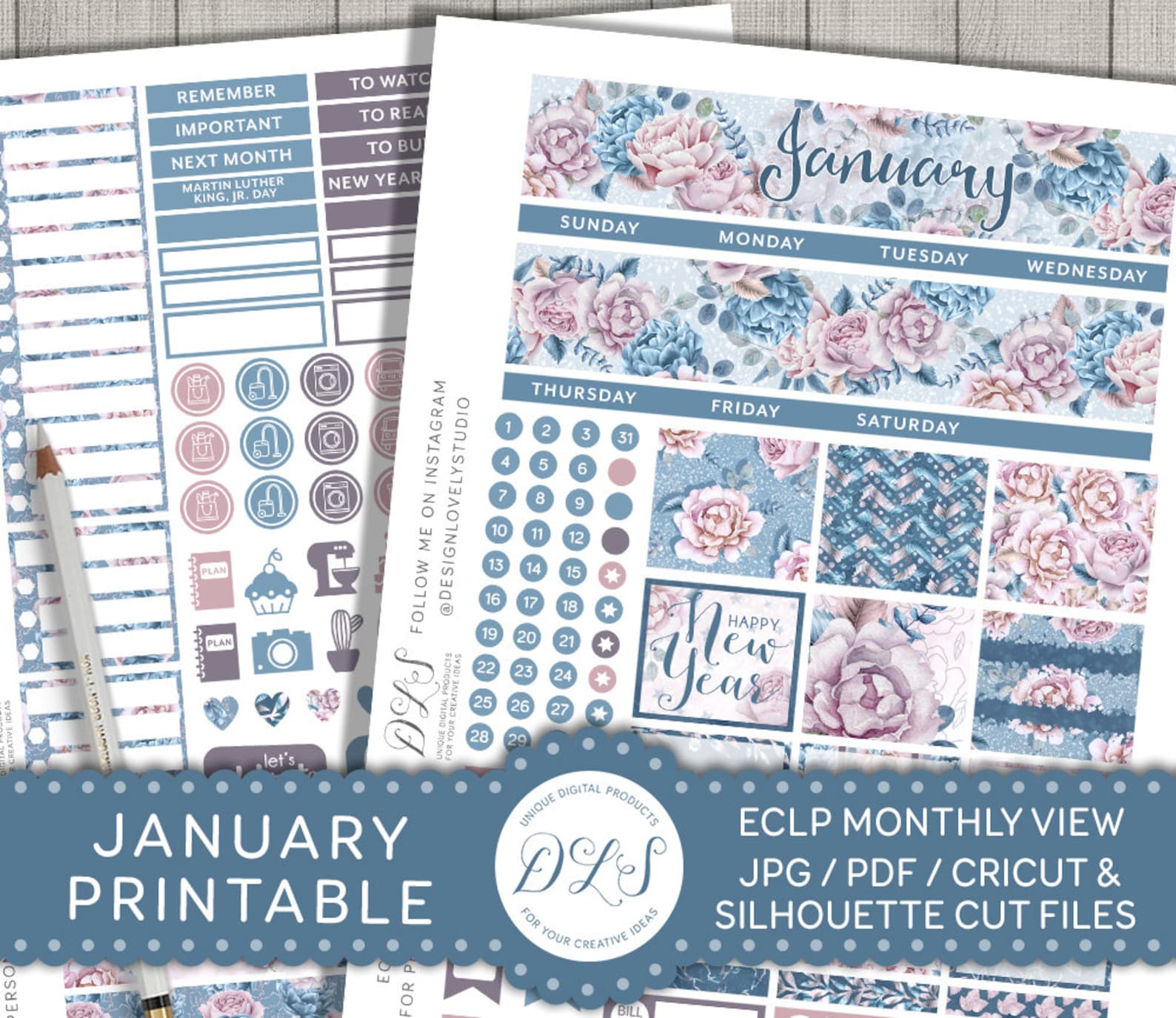January Monthly Stickers Kit January Monthly View Kit | Etsy