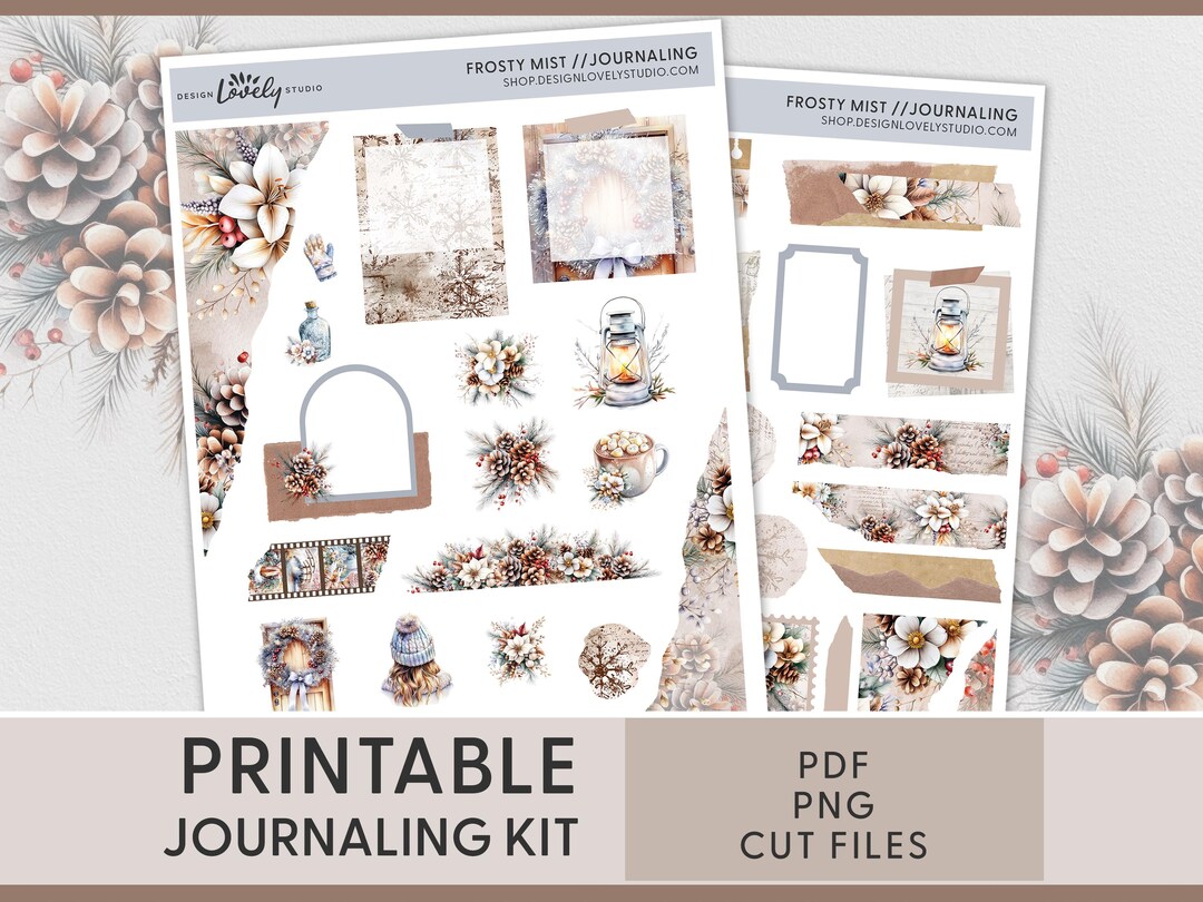 Winter Journaling Sticker Kit, Christmas Deco Stickers, Printable ...
