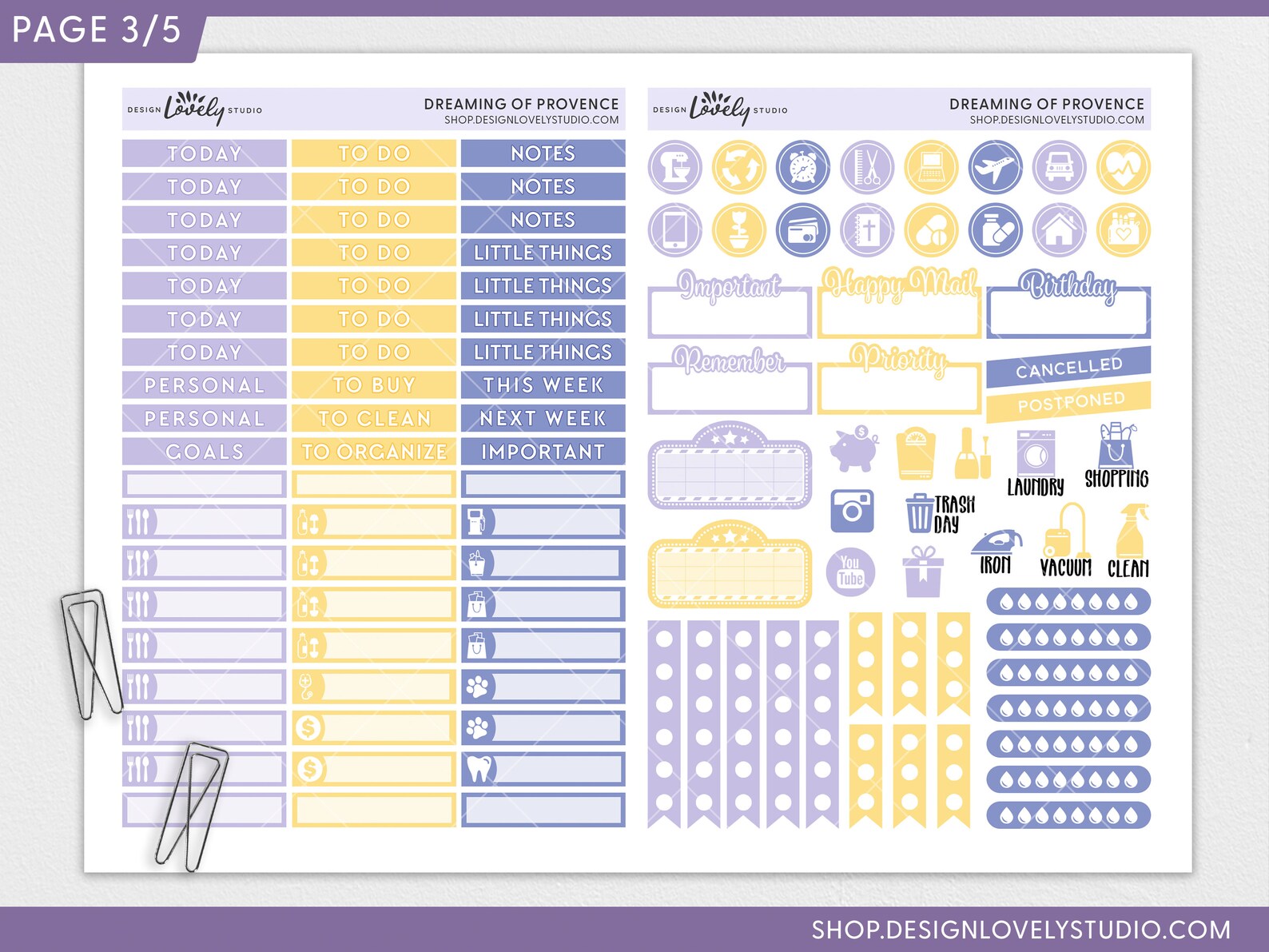 Weekly Planner Sticker Kit, Summer Planner Stickers, Lavender Stickers ...
