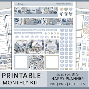 January Monthly Sticker Kit, January Planner Stickers, New Year ...