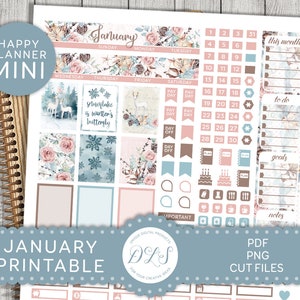 Printable JANUARY Monthly Kit, Mini Happy Planner January Planner ...