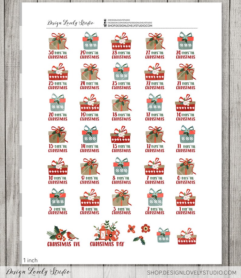Christmas Countdown Stickers Holidays Countdown Stickers | Etsy