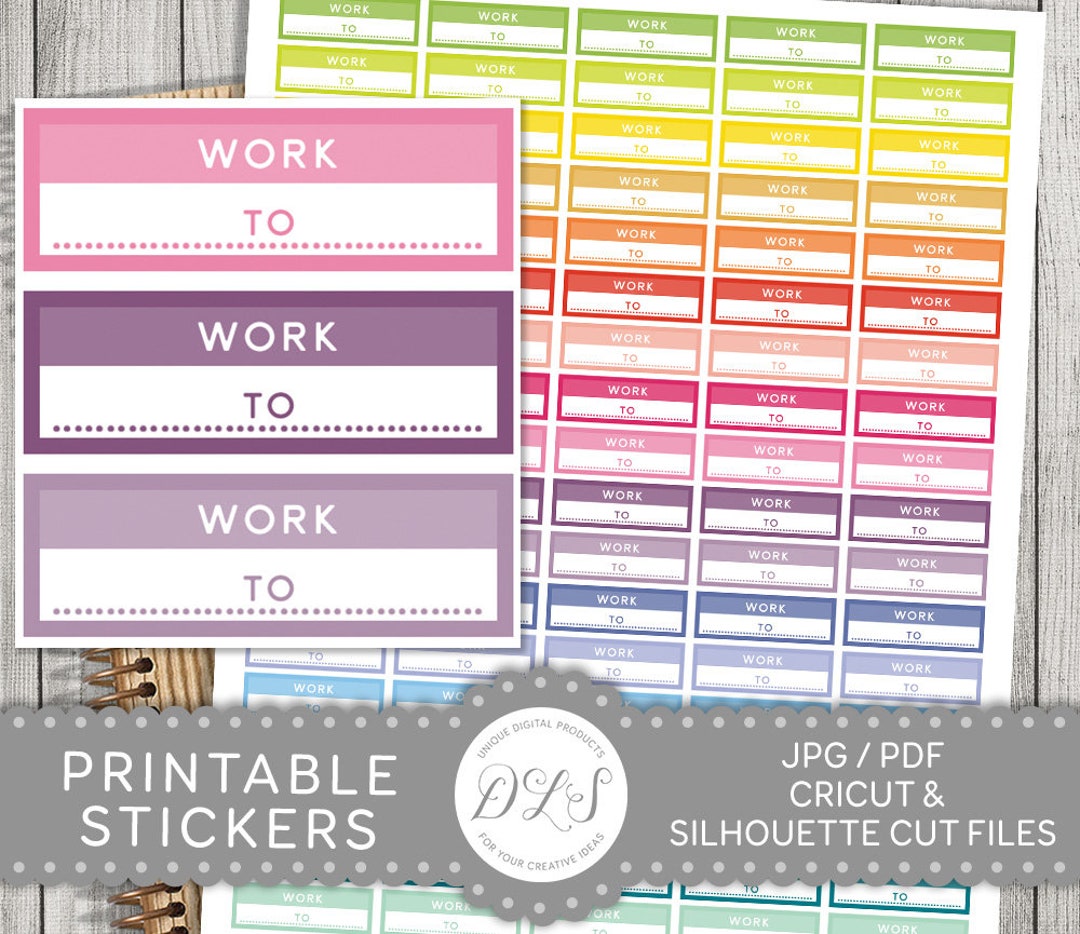Work Planner Stickers, Work Stickers, Work Schedule Stickers, Printable ...