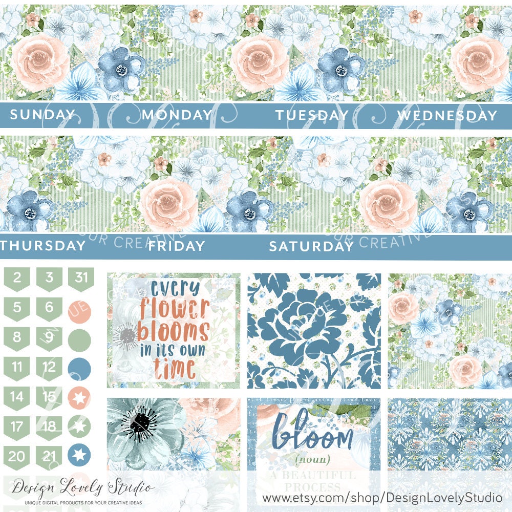 Printable FLORAL Monthly Planner Stickers Spring Monthly - Etsy