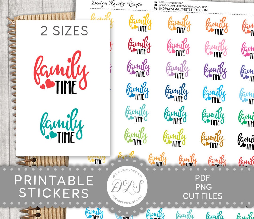 FAMILY TIME Planner Stickers, Printable Family Time Panner Stickers ...