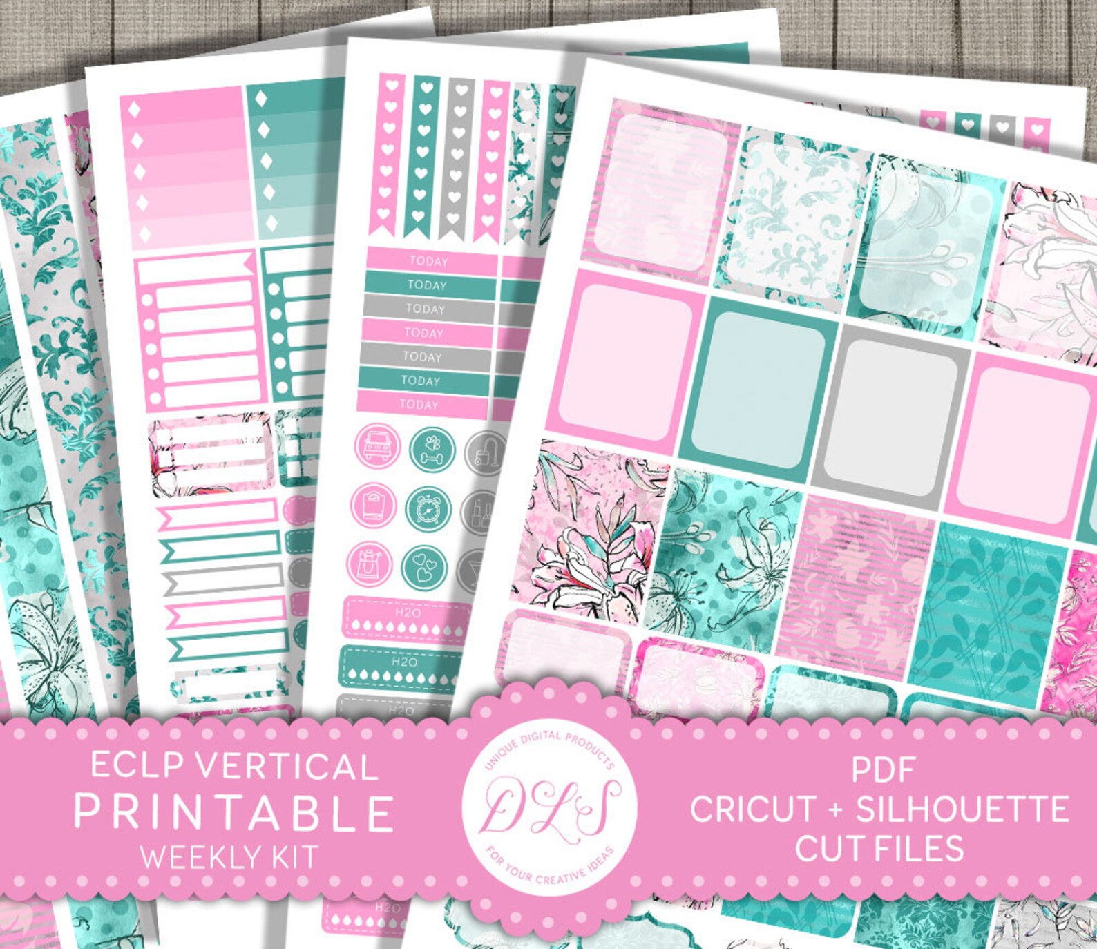 ECLP Vertical Stickers Vertical Planner Kit Weekly Printable | Etsy