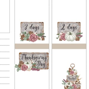 Printable THANKSGIVING Countdown Stickers, Thanksgiving Scrapbook ...