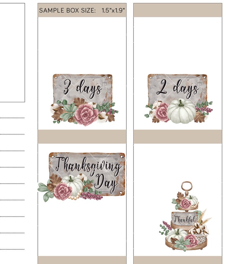 Printable THANKSGIVING Countdown Stickers Thanksgiving - Etsy