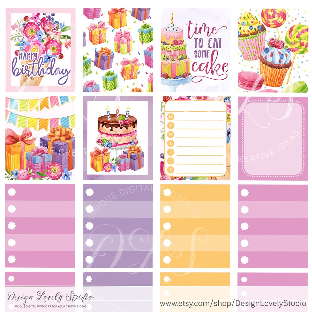 Birthday Planner Stickers Mini Happy Planner Printable - Etsy
