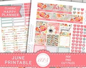 Printable JUNE Stickers Kit Happy Planner JUNE Monthly - Etsy