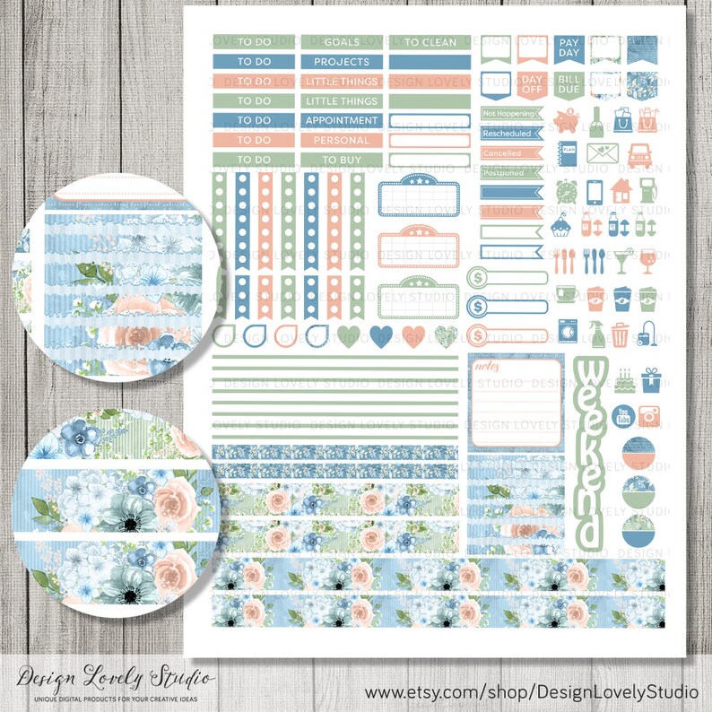 Printable FLORAL Planner Stickers Mini Happy Planner Weekly - Etsy