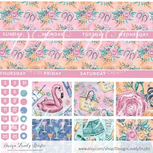PRINTABLE Monthly Planner Stickers, Beach Planner Stickers Kit, August ...