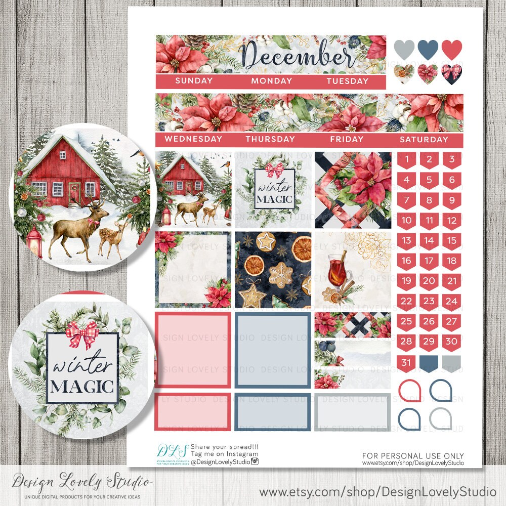 Printable DECEMBER Planner Stickers Big Happy Planner - Etsy