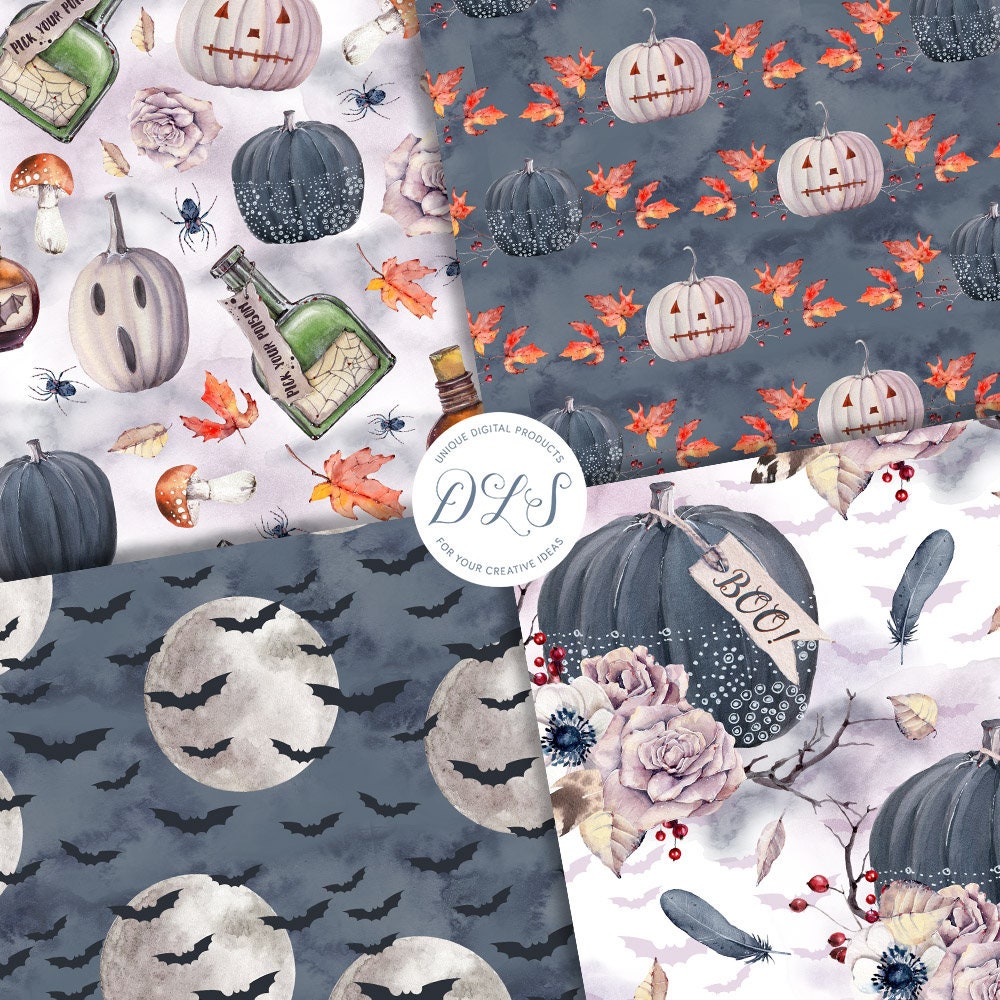 Halloween Digital Paper Halloween Digital Backdrop Pumpkin - Etsy