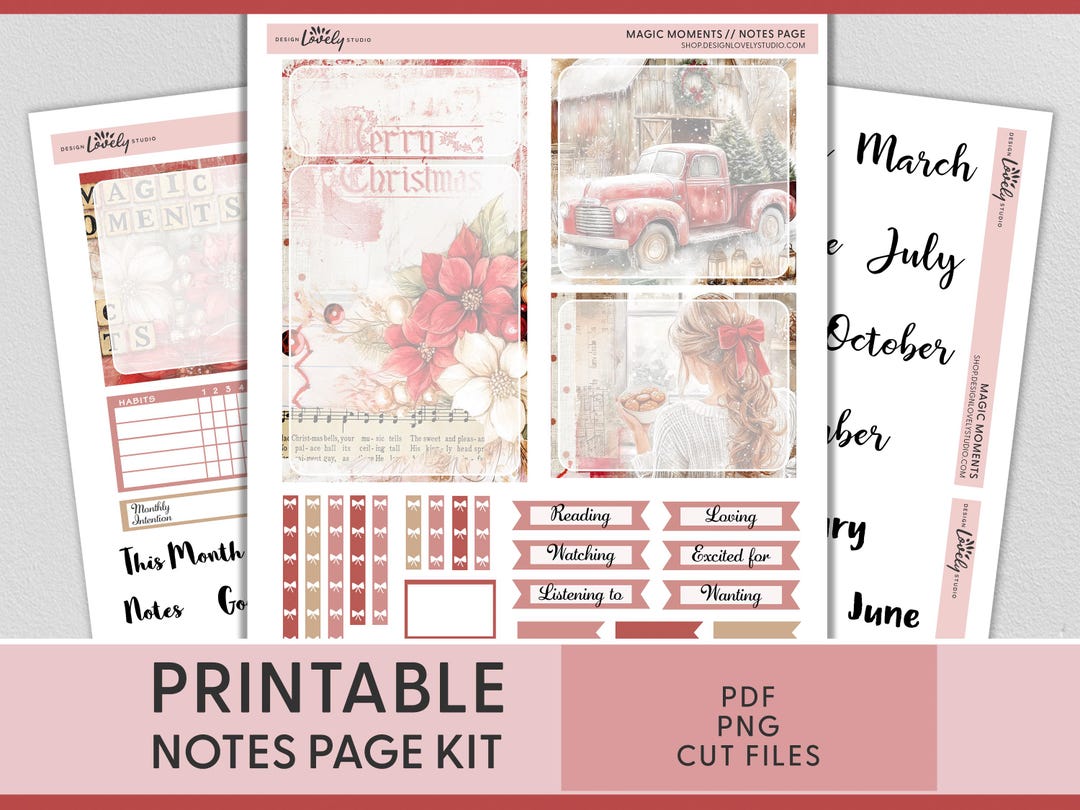 December Notes Page Kit, Christmas Notes Page Stickers, December ...