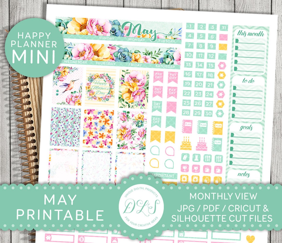 May Planner Kit, May Mini Happy Planner, May Printable Stickers, May ...