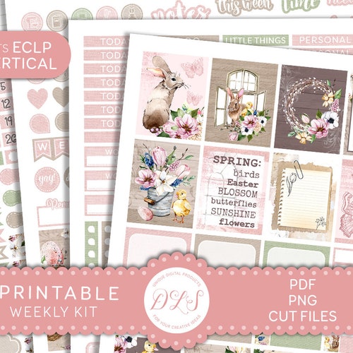 Easter Planner Stickers Printable Easter Weekly Stickers Kit - Etsy